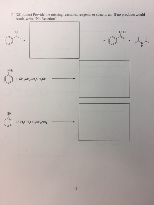 Solved 1) (28 points) Provide the missing reactants, | Chegg.com