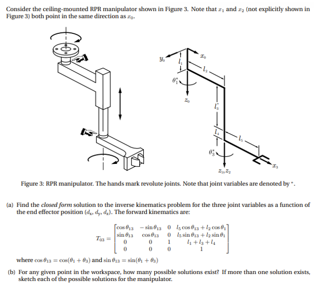 Solved Consider the ceiling-mounted RPR manipulator shown in | Chegg.com