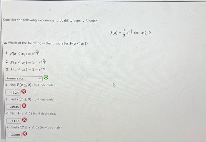 Solved Consider the following exponential probability | Chegg.com