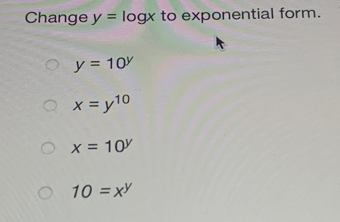 Solved Change y=logx ﻿to exponential | Chegg.com