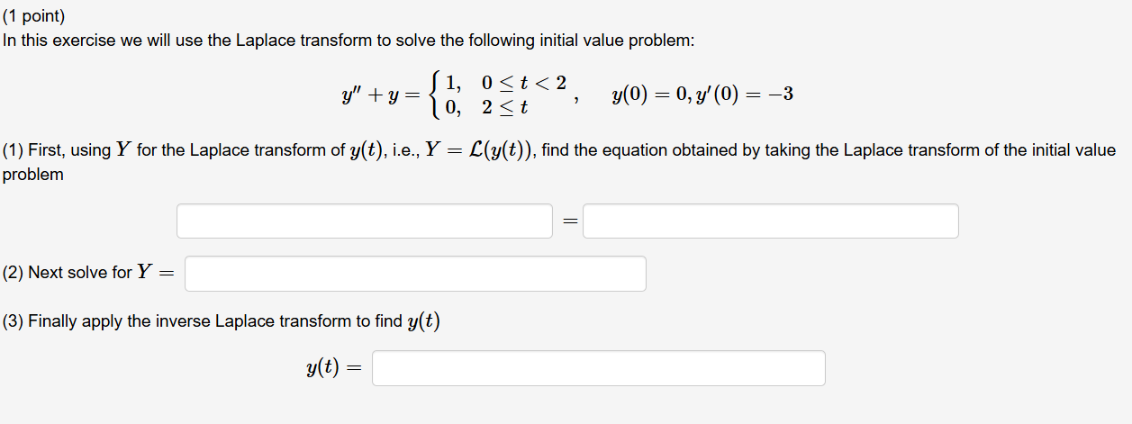 Solved (1 ﻿point)In ﻿this exercise we ﻿will use the Laplace | Chegg.com