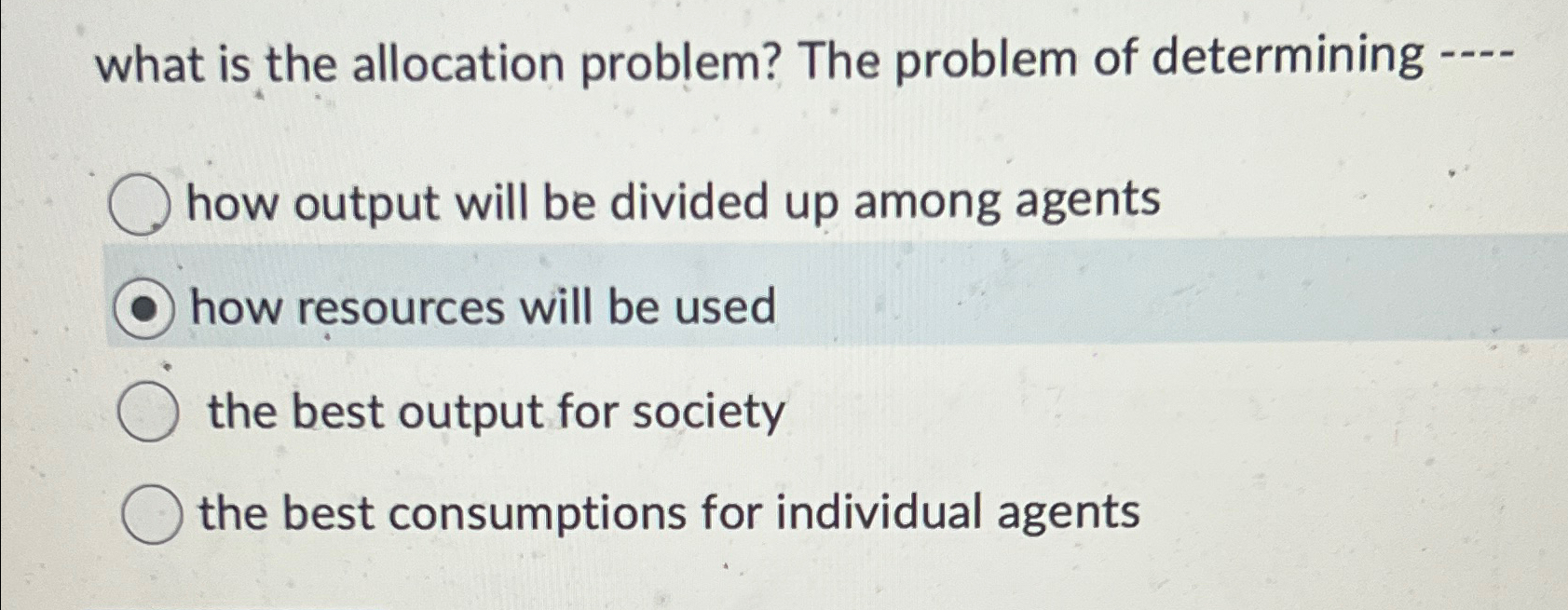 Solved what is the allocation problem? The problem of | Chegg.com
