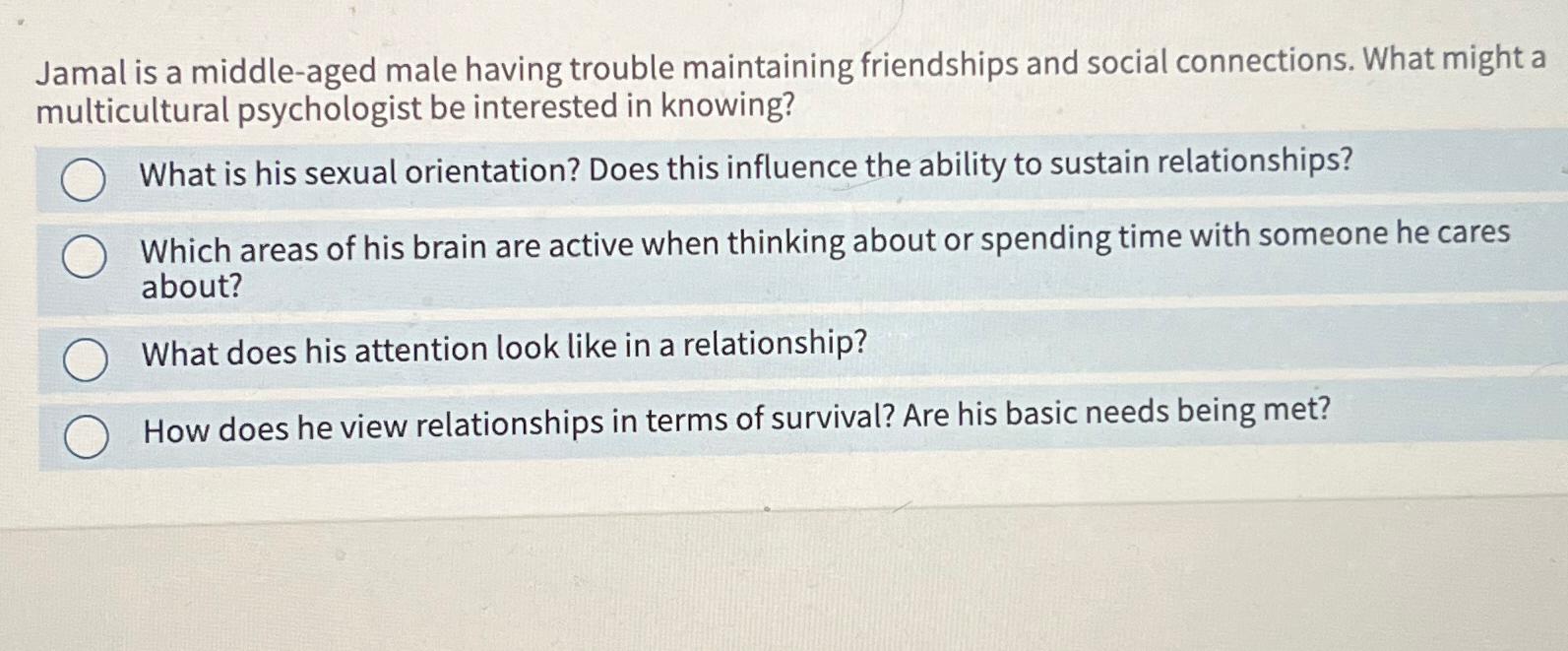 Solved Jamal is a middle-aged male having trouble | Chegg.com