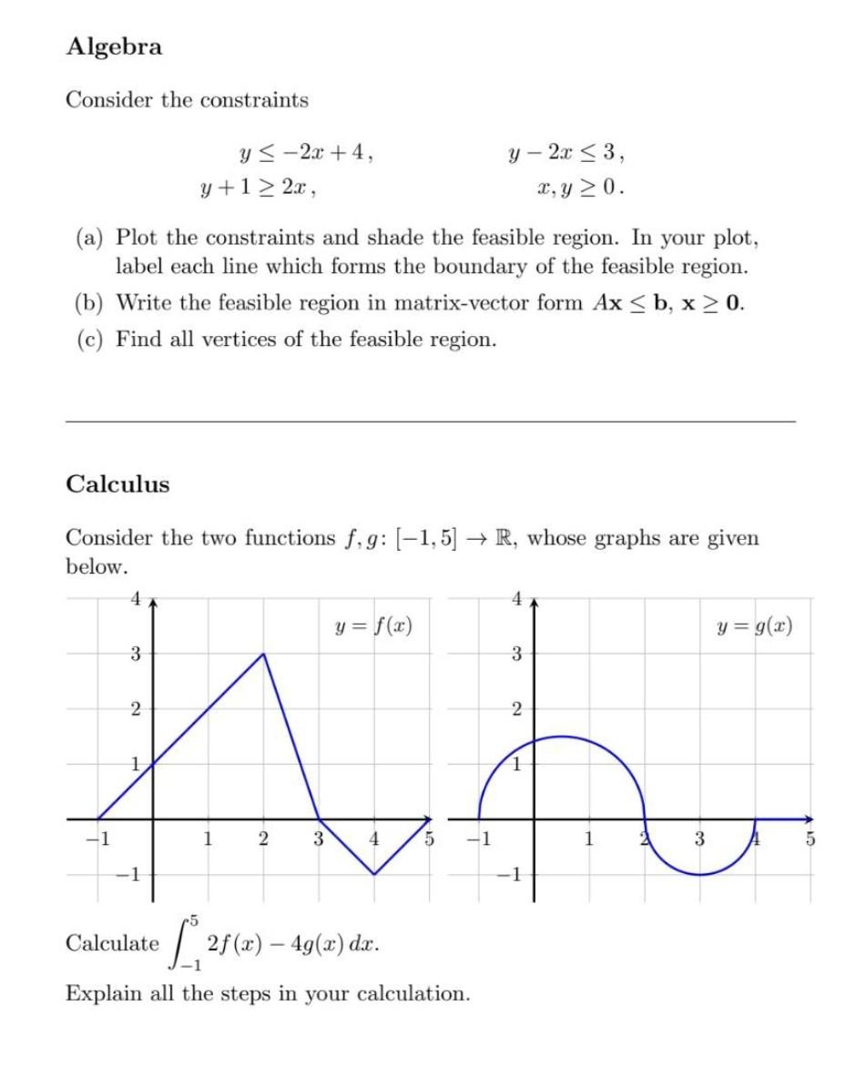 Solved Algebra Consider the constraints | Chegg.com