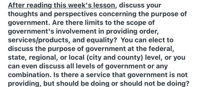 Solved After reading this week's lesson, discuss your | Chegg.com