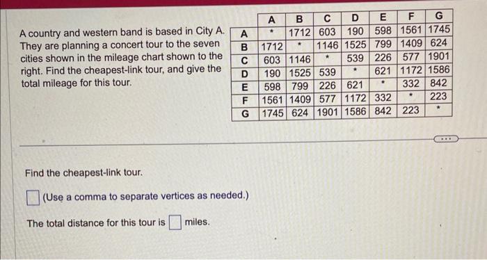 Solved A country and western band is based in City A. They | Chegg.com