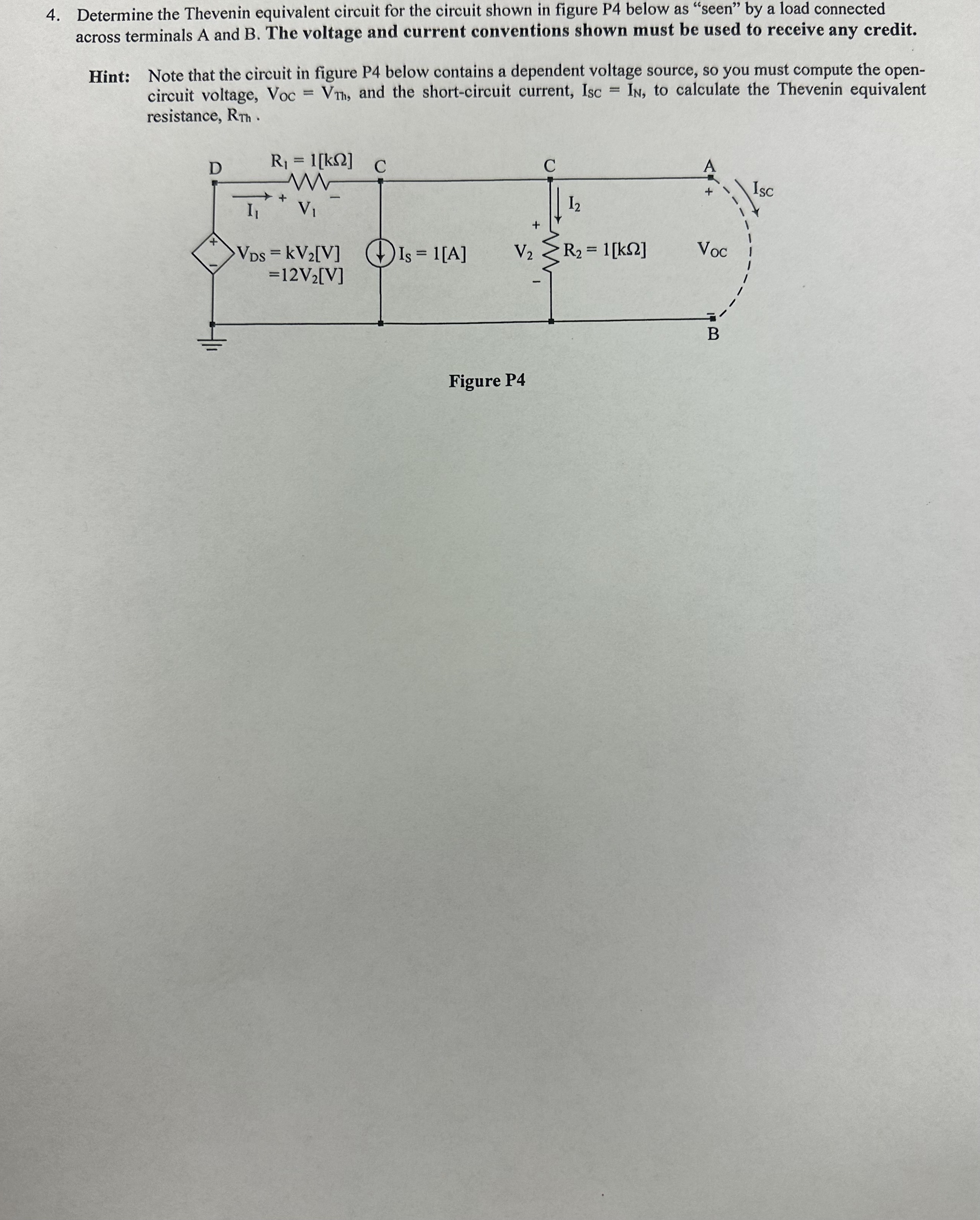 Solved Determine the Thevenin equivalent circuit for the | Chegg.com