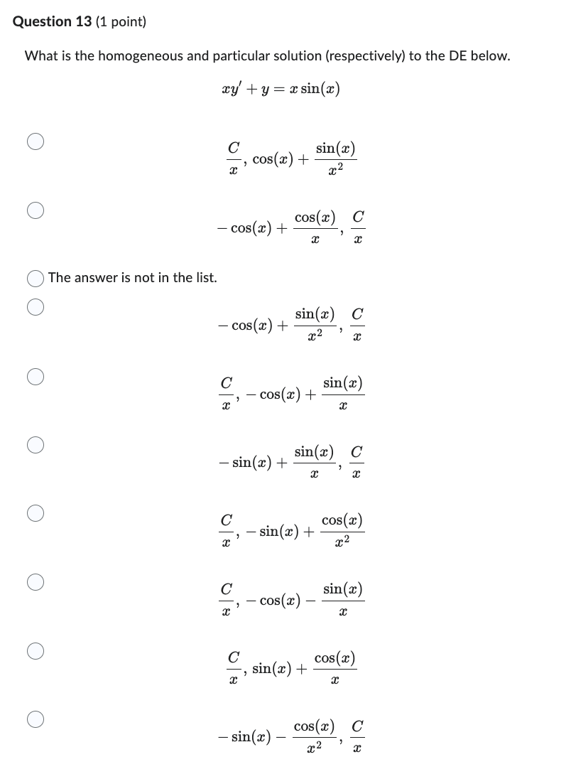 Solved Question 13 (1 ﻿point)What is the homogeneous and | Chegg.com