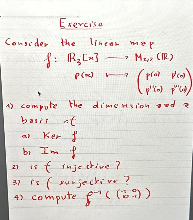 Solved 1) compute the dimension and a basis of a) Ker K b) | Chegg.com