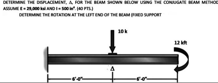 Solved DETERMINE THE DISPLACEMENT, 4, FOR THE BEAM SHOWN | Chegg.com