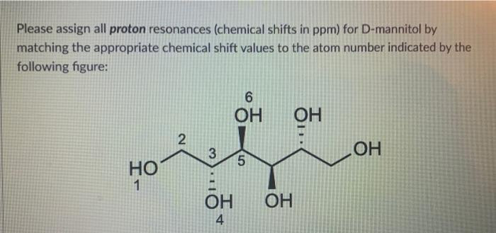 Solved Please assign all proton resonances (chemical shifts | Chegg.com