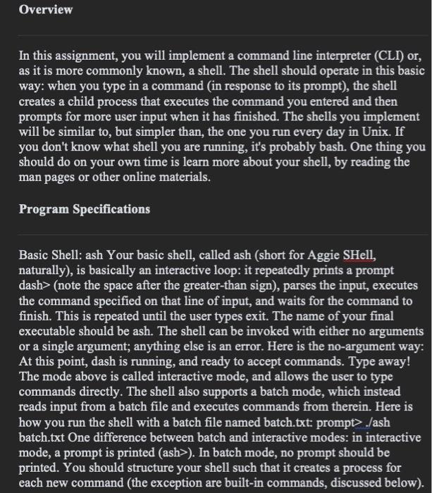 Solved in Python please all need is the Prompt "ash > " is | Chegg.com