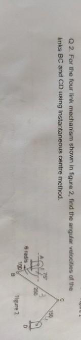 Solved Q 2. ﻿For the four link mechanism shown in figure 2, | Chegg.com