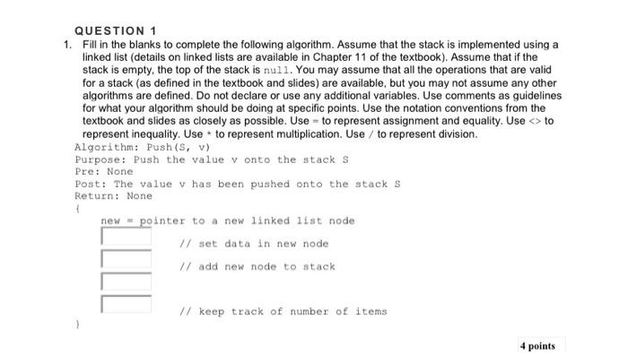 Solved QUESTION 1 1. Fill in the blanks to complete the | Chegg.com