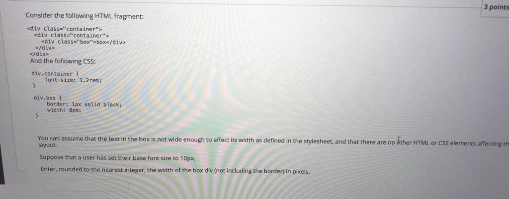 Solved 3 points Consider the following HTML fragment: