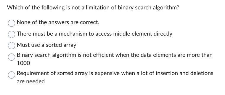 Solved Which of the following is not a limitation of binary | Chegg.com