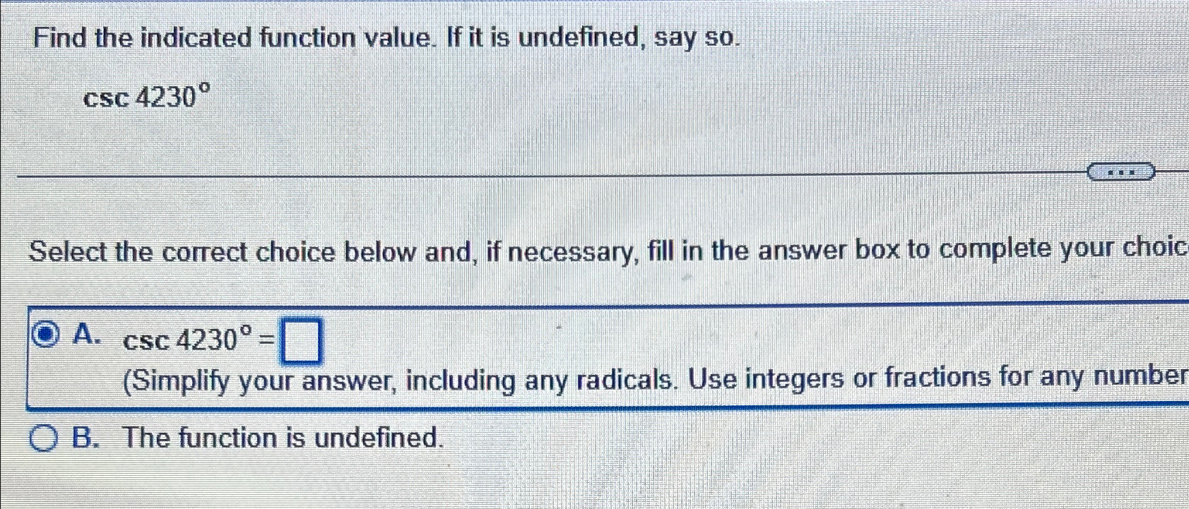 Solved Find the indicated function value. If it is | Chegg.com