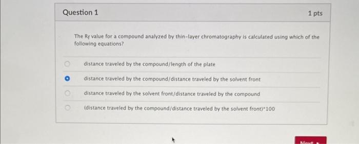 Solved The Rf value for a compound analyzed by thin-layer | Chegg.com