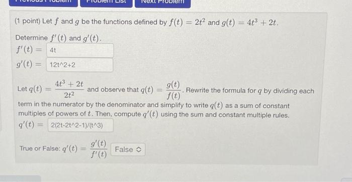 Solved 1 Point Let F And G Be The Functions Defined By