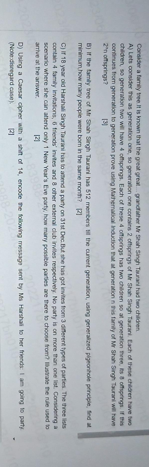 Solved Consider a family tree.It is known that the great | Chegg.com