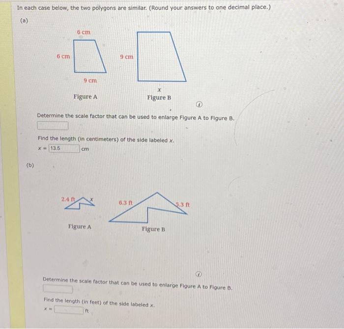 Solved In each case below, the two polygons are similar. | Chegg.com