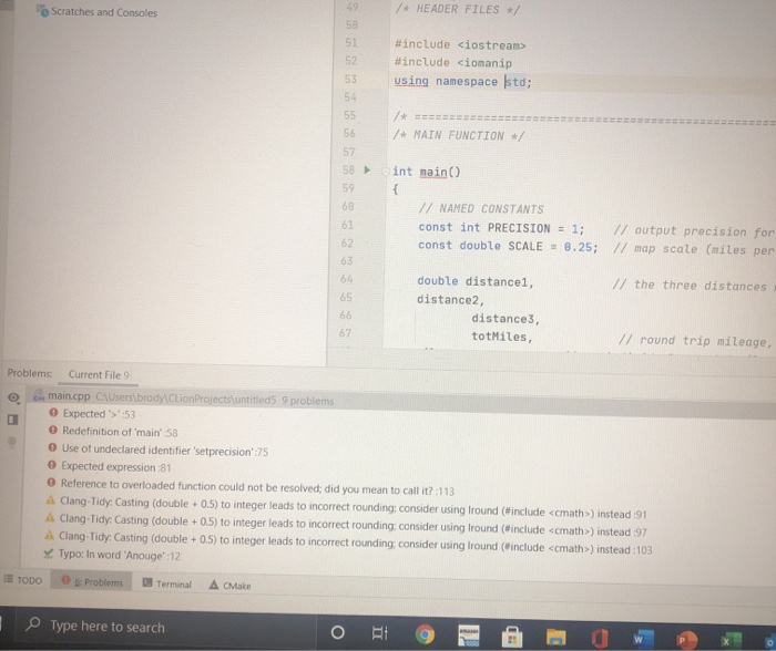 Solved Scratches and Consoles / HEADER FILES +/ #include | Chegg.com