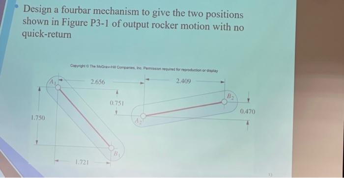 Solved Design a fourbar mechanism to give the two positions | Chegg.com