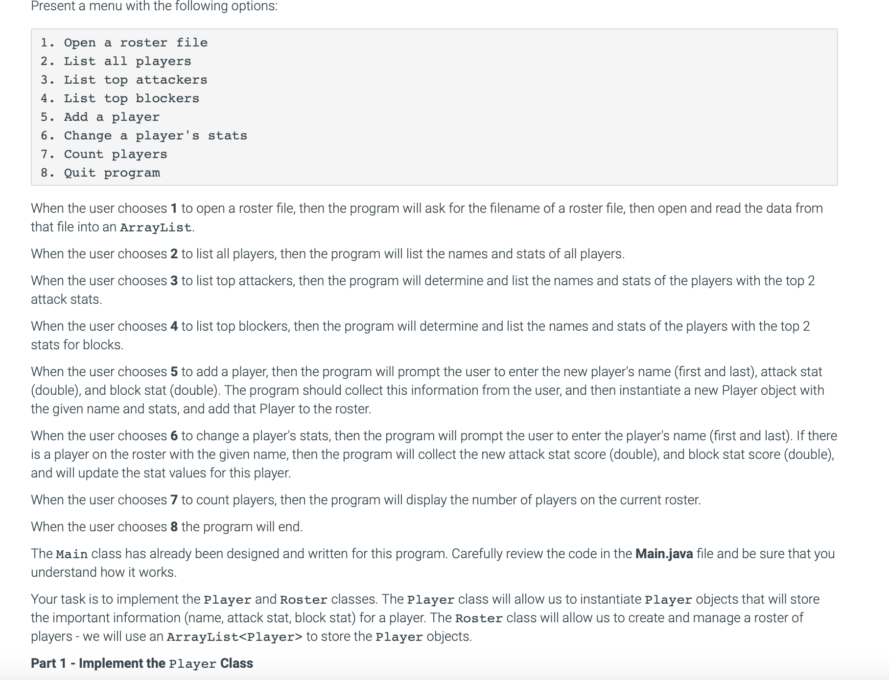 Solved volley ball: Please solve and show completed java | Chegg.com