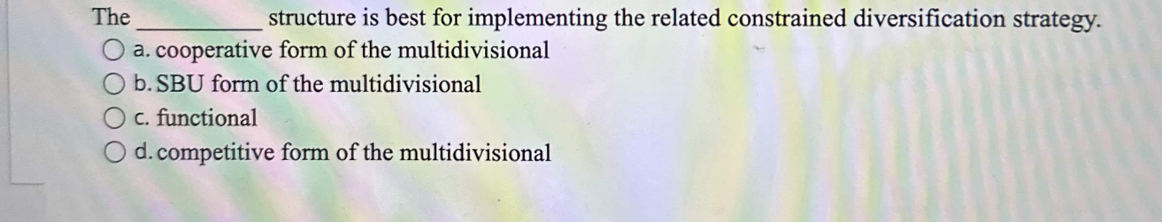 Solved The q, ﻿structure is best for implementing the | Chegg.com