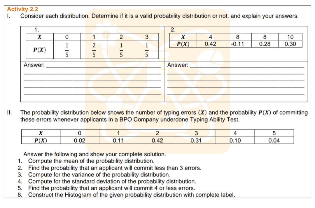 Solved Activity 2.2 1. Consider each distribution. Determine | Chegg.com
