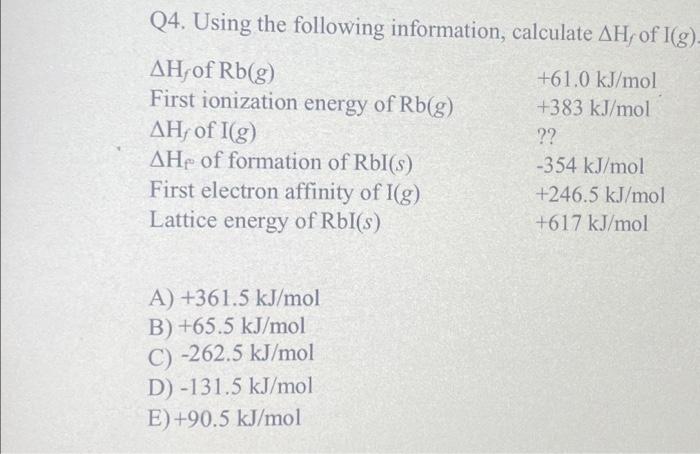 Solved Q4. Using the following information, calculate AHƒ of | Chegg.com