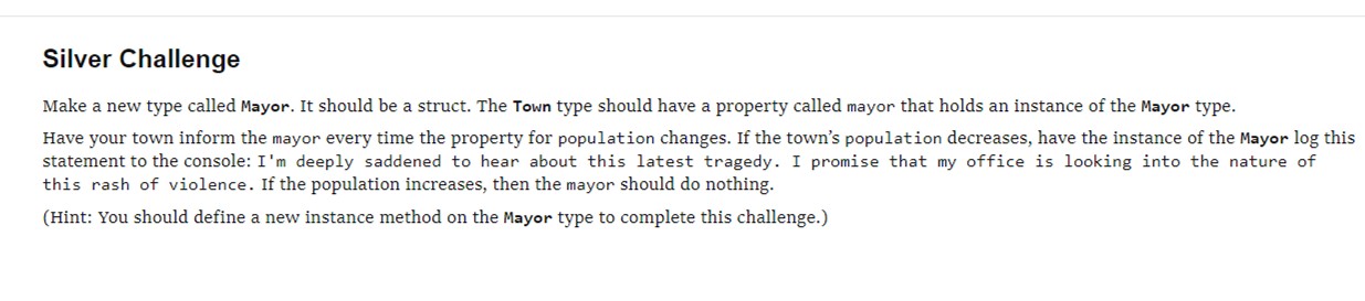 Solved in swift code please here is the town code struct | Chegg.com
