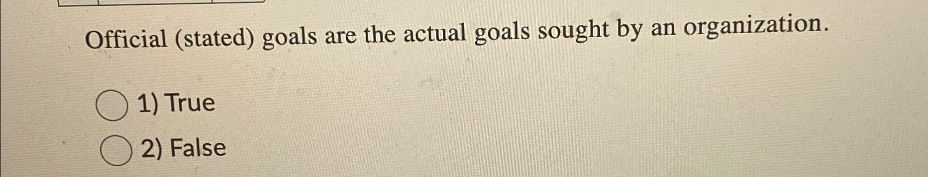 Solved Official (stated) ﻿goals are the actual goals sought | Chegg.com