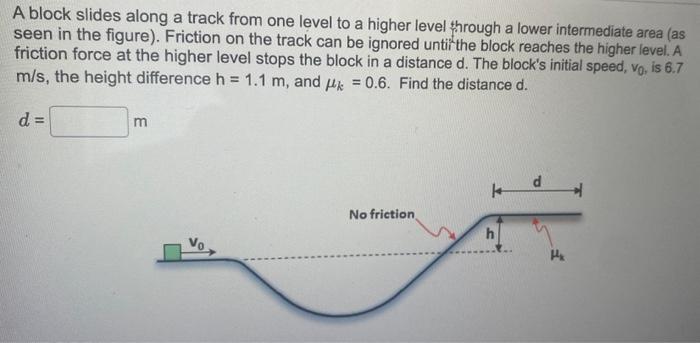 Solved A block slides along a track from one level to a | Chegg.com