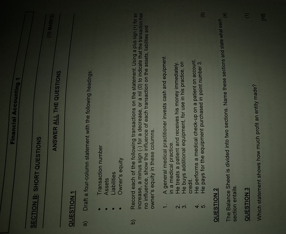 Solved Financial Accounting 1SECTION B: SHORT QUESTIONS(10 | Chegg.com