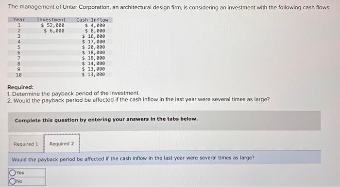 Solved Required: 1. Determine the payback period of the | Chegg.com