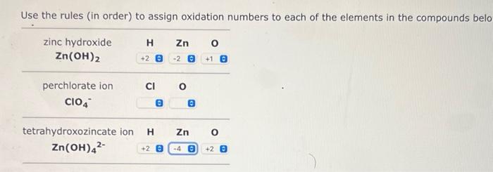 Solved Use the rules (in order) to assign oxidation numbers | Chegg.com