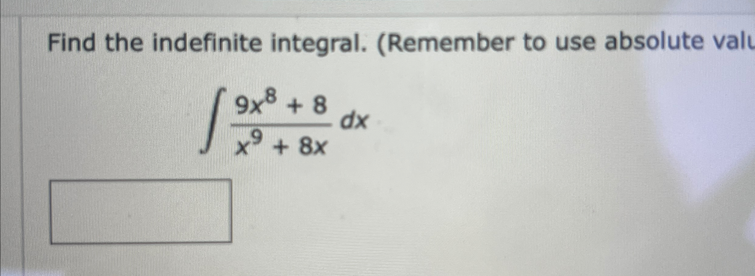 Find the indefinite integral. (Remember to use | Chegg.com