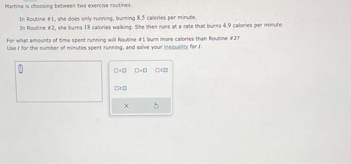 Solved Martina is choosing between two exercise routines. In | Chegg.com