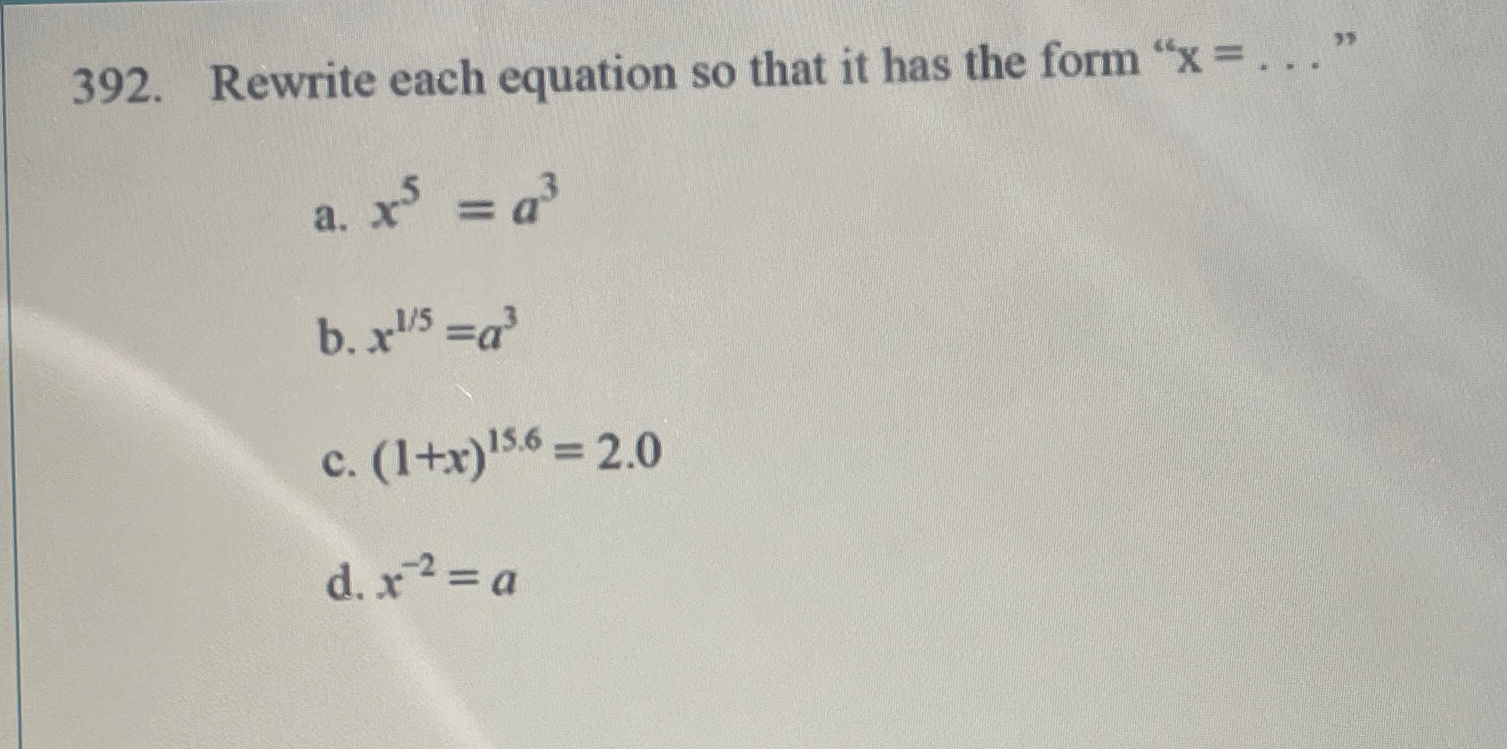 Solved Rewrite each equation so that it has the form | Chegg.com