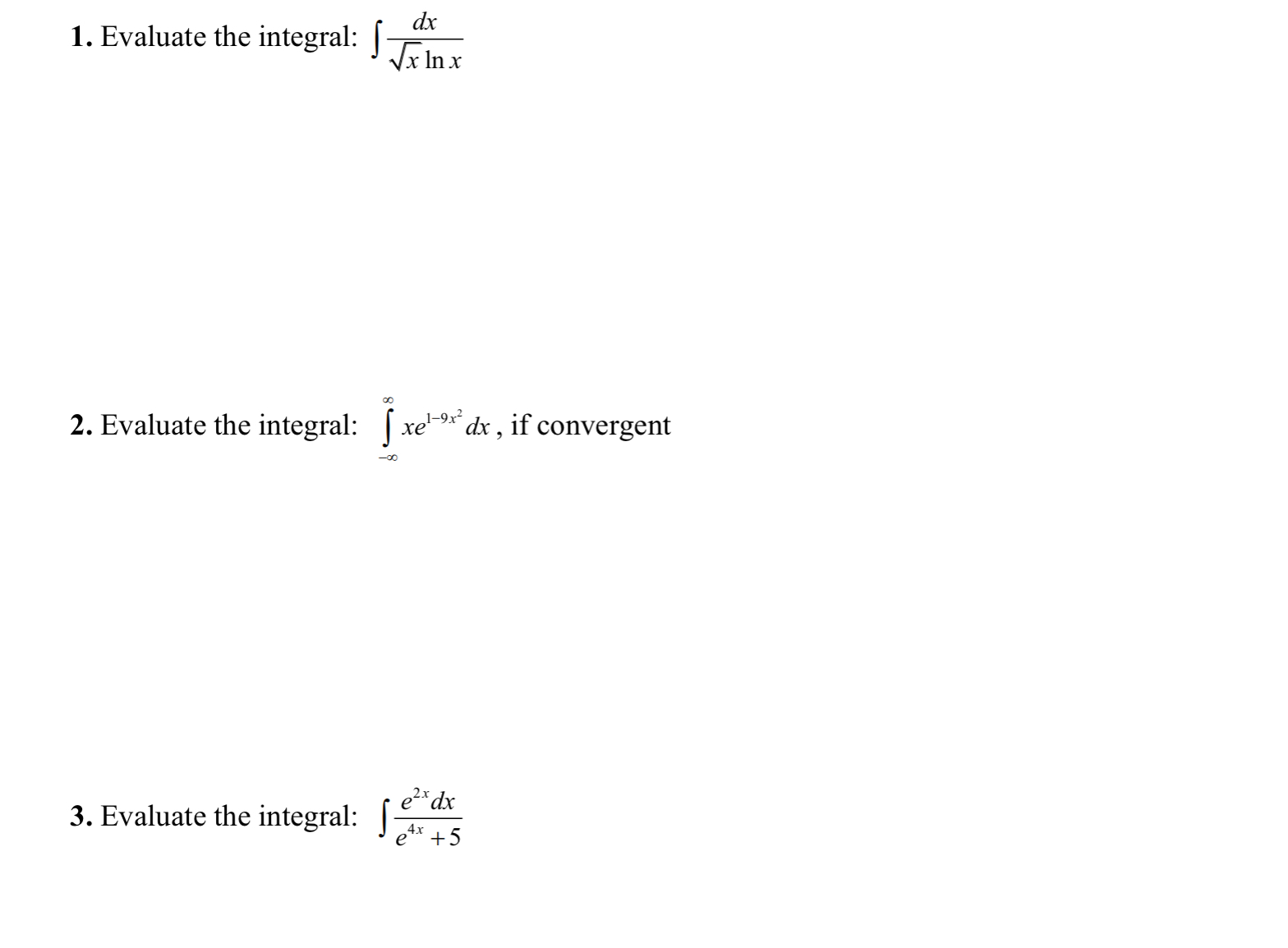 Solved Evaluate the integral: ∫﻿﻿dxx2lnxEvaluate the | Chegg.com