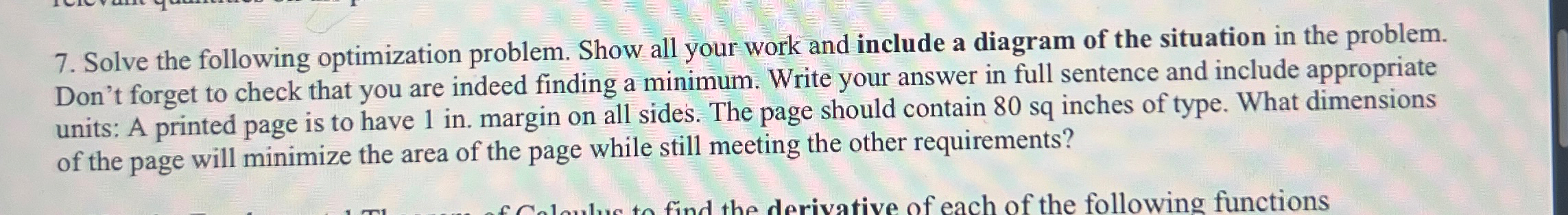 Solved Solve the following optimization problem. Show all | Chegg.com