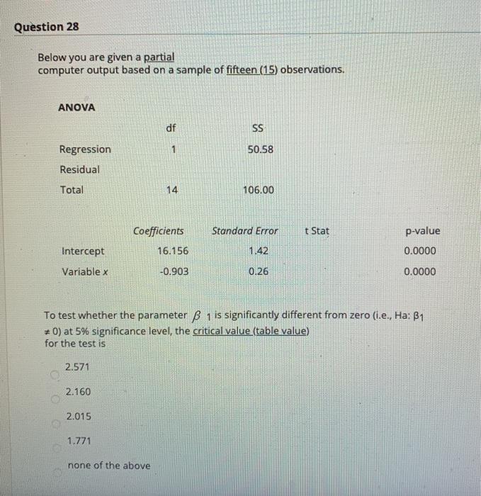 Solved Question 28 Below you are given a partial computer | Chegg.com