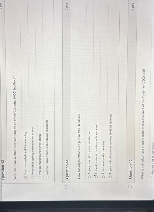 Solved What are some methods for capturing Voice of the | Chegg.com