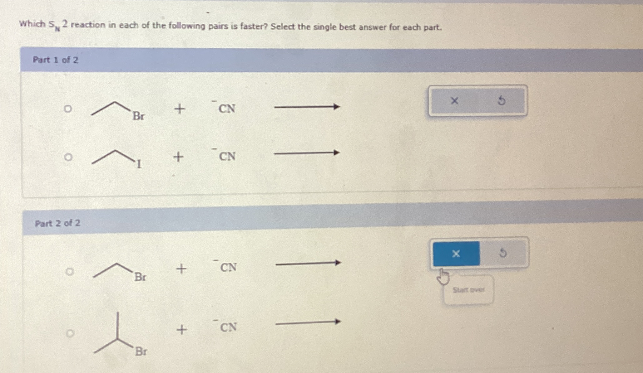 Solved Which SN2 ﻿reaction in each of the following pairs is | Chegg.com