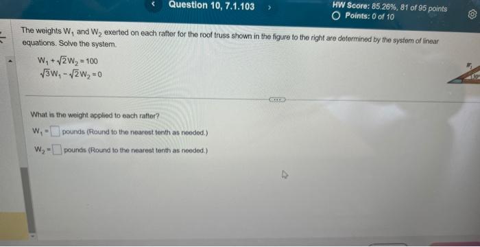 Solved The weights W1 and W2 exerted on each rafter for the | Chegg.com
