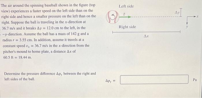 Solved The air around the spinning baseball shown in the | Chegg.com