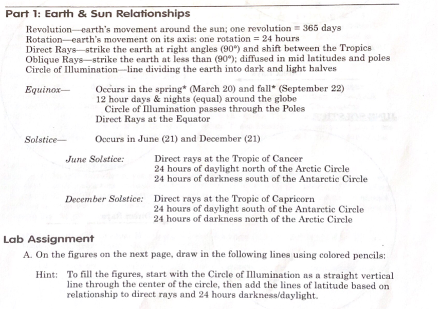 Solved Part 1: Earth & Sun RelationshipsRevolution-earth's | Chegg.com