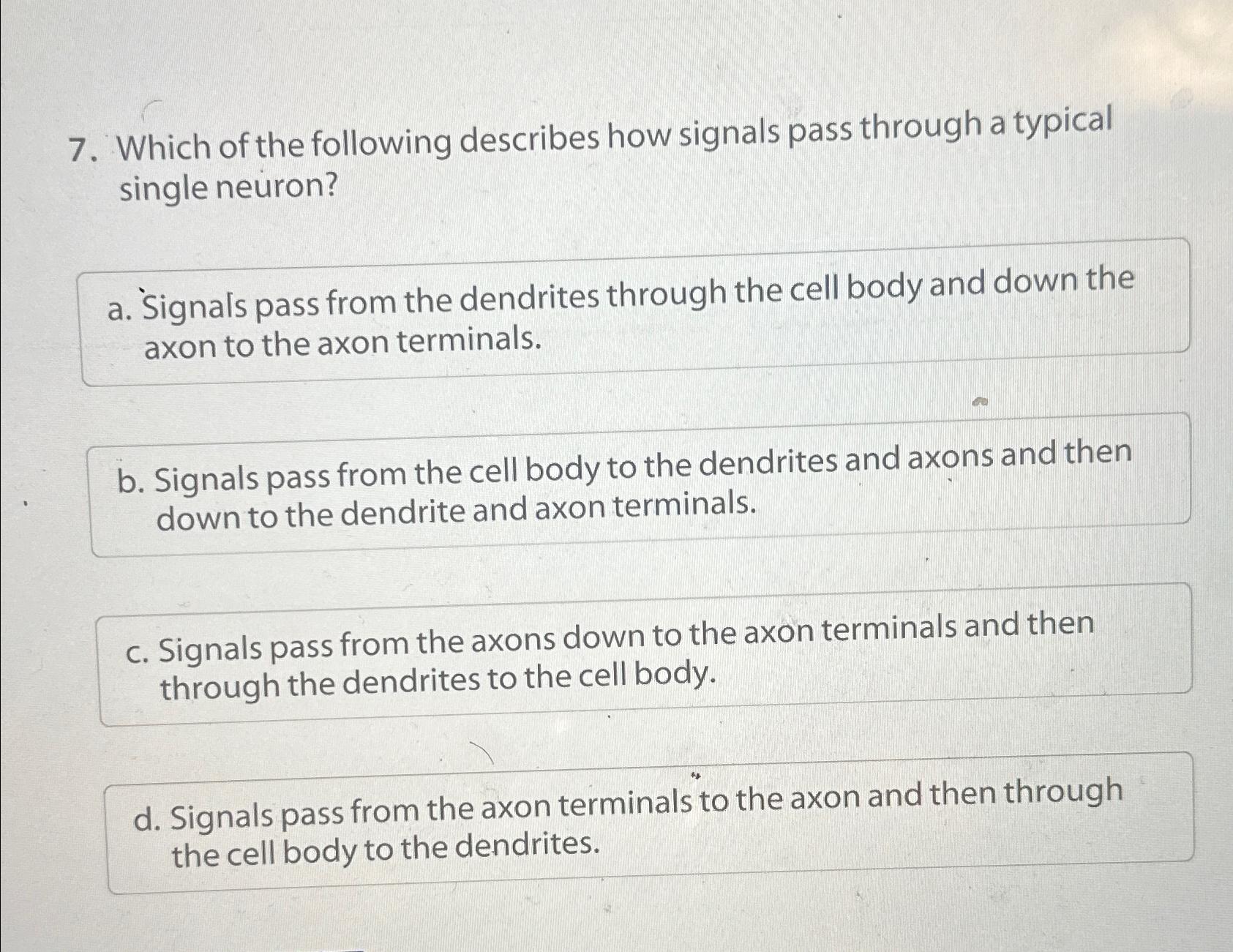 Solved Which of the following describes how signals pass | Chegg.com