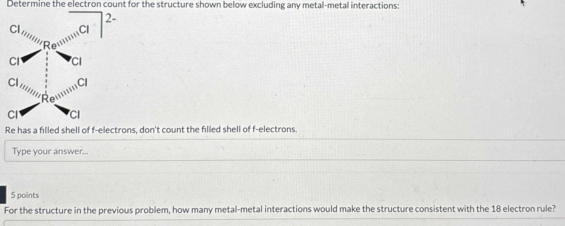 Solved Determine The Electron Count For The Structure Shown
